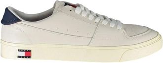 Tommy Hilfiger Homme, Chaussures, Blanc, Taille: 45 EU Leather Baskets