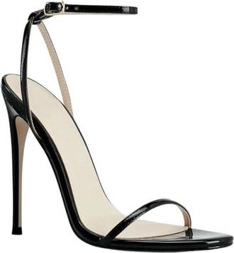 Generic YUJIEBB Sandales sexy &agrave; lacets en cuir verni pointu une ligne de pied nude pour femme, Noir, 43.5 EU