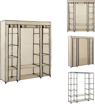 vidaXL Armoire avec compartiments et tiges Crème 150x45x176 cm Tissu - Armoire Pliante - Armoire Portable - Rangement Vêtements - Garde Robe - Meuble