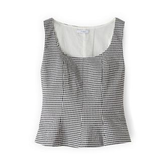 Motivi Femme, Tops, Noir, Taille: 42 FR Top en coton m&eacute;lang&eacute; teint dans la masse &agrave; motif vichy
