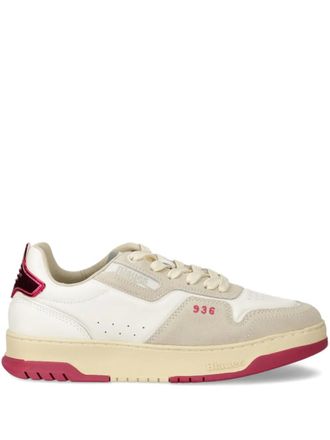 Blauer baskets à empiècements contrastants - Blanc