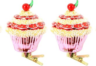 Generic Glaskugel auf Clip 2er Set Cupcake Muffin T&ouml;rtchen Glas Christbaumschmuck Christbaumkugeln