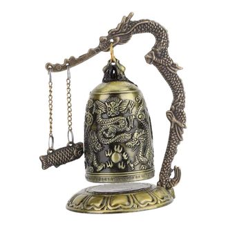 Aboofan Bronzefigur Drachenglocke Mit Fisch Glockendekor Vintage Desktop Schmuck Aus Robustem Bronze Feng Shui Wohn Und Bürodekoration Handgefertigtes Kupferk