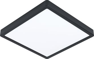 Eglo LED Deckenleuchte Fueva 5, L x B 28,5 cm, Aufbauleuchte, Bad-Deckenlampe aus Metall in Schwarz und Kunststoff Leuchtfläche in Weiß, Badezimmer Lampe, 
