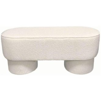 DRAWER Banc arrondie en tissu bouclette L92cm - Blanc - Arlo