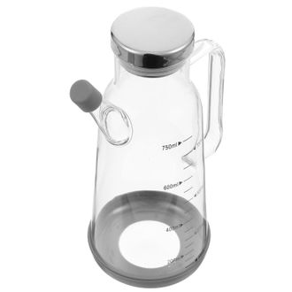 Angoily Multifunktionale &Ouml;lflasche aus Glas und Edelstahl 750 ml Transparente K&uuml;chen Gew&uuml;rzflasche mit Skala f&uuml;r &Ouml;l Essig und Sojasauce Vielseitig Einsetzbar 