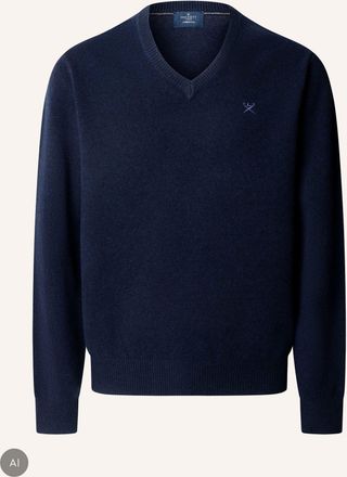 Hackett Pullover Lambswool V Neck blau
