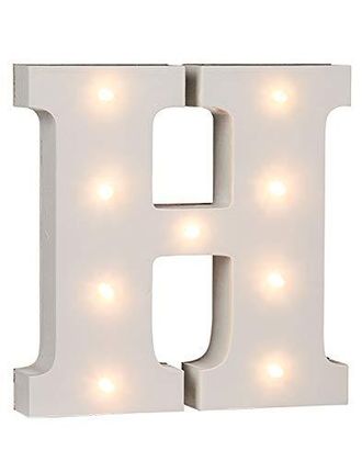 Out of the Blue Out of the Blue 57/6081 - Holz Buchstabe H beleuchtet mit 9 LED Lichtern, batteriebetrieben, ca. 16 cm