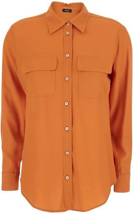 Pla&icirc;n Plain, Femme, Blouses et Chemises, Orange, Taille: 40 FR Chemise &agrave; Poches en M&eacute;lange de Soie