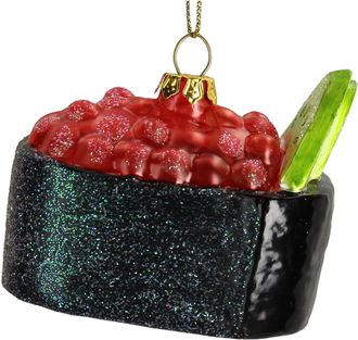 HD Collection Christbaumschmuck Glas 7cm - Maki Sushi Figur zum Aufh&auml;ngen - handbemalt & mit Glitzer - Weihnachtsbaum Anh&auml;nger f&uuml;r Weihnachten - Christbaumanh&auml;nger 