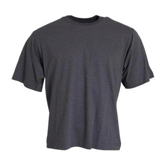 Dolce & Gabbana Graues Baumwoll-Kurzarm-T-Shirt - - Tops - Herren - Grau - L