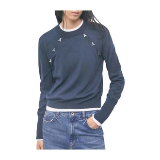 Patrizia Pepe Wollpullover mit Rundhalsausschnitt - - Knitwear - Damen - Blau - XS