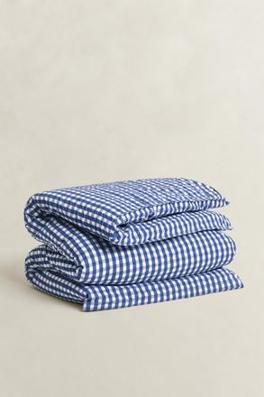 GANT Wohnaccessoires Seersucker Einzelbettbezug mit Karomuster (160x210) VINTAGE Blau