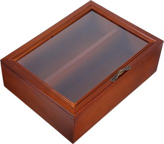 DOITOOL Vintage Massivholz Display Schrank mit Acryl tür Klappdeckel Aufbewahrungsschrank für Kosmetik und Figuren Kleiner Vitrinenschrank für Tisch und Wandm