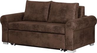 Mørteens home24 Schlafsofa Basic Country Braun/Dunkelbraun Microfaser Afua 164cm mit Schlaffunktion Landhaus