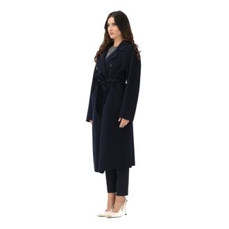 Simona Corsellini Femme, Manteaux, Bleu, Taille: 38 FR Long Double-breasted Coat