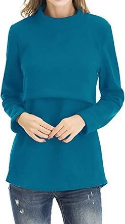 Smallshow Hauts dAllaitement en Molleton V&ecirc;tements dAllaitement &agrave; Manches Longues pour Femmes M Teal