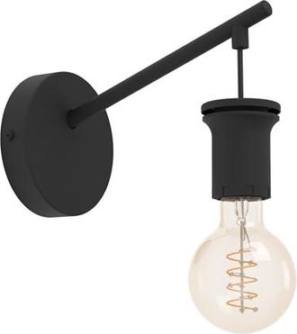 Eglo Wandlampe Capoliveri-E, Wandleuchte innen f&uuml;r Lampenschirm, Schlafzimmerlampe Bett, Wandstrahler aus Metall in schwarz, E27 Fassung