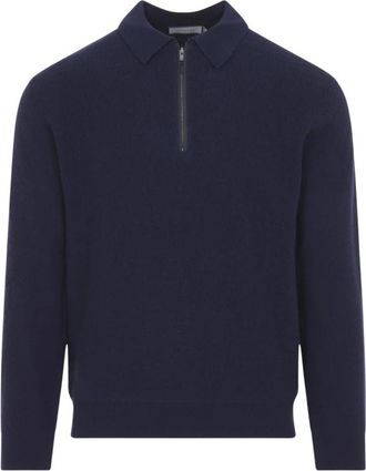 Canali Zip Polo - - Tops - Herren - Blau - L