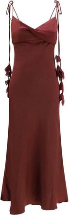 Self Portrait Femme, Robes, Brun, Taille: 38 FR Satin Flower Midi Dress