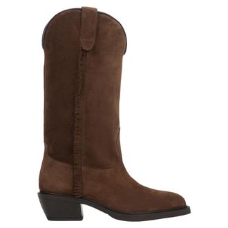 Estro & Luminara Premium Italienische Velours Hohe Cowboy-Stiefel - - Shoes - Damen - Braun - 39 EU