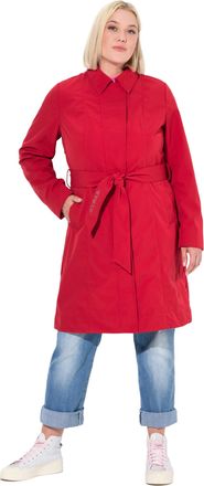 Ulla Popken Damen Hyprar Softshell-trenchcoat, Wasserabweisend, Gürtel Mäntel, Salsa, 46-48 EU