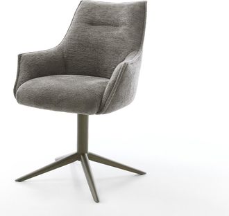 DELIFE Drehstuhl Alja-Flex mit Armlehnen Boucl&eacute; Soft Schlamm Fu&szlig;kreuz Effektfinish Titan 360&deg; drehbar Wippfunktion Taschenfederkern, Esszimmerst&uuml;hle