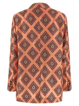 Alberto Biani Tie-Print Silk Blazer - Orange