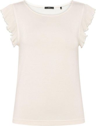 Zero Kurzarmshirt Damen R&uuml;schen mit Perlen (1-tlg) Perlen