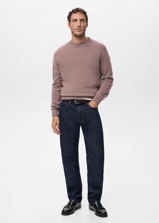 Mango Pull en maille 100 % laine italienne rose p&acirc;le - Homme - S - MANGO MAN