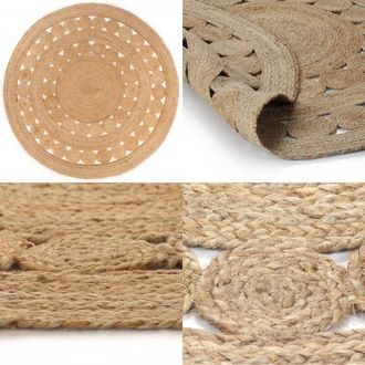 vidaXL Teppich Geflochten Jute 180 cm Rund - Naturfaser Teppich - Jute Teppich - Runder Teppich - Wohnaccessoire - Dekorative Matten - Home & Living