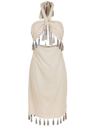 OLYMPIAH Midikleid mit Quasten - Nude