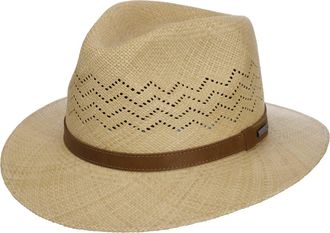 Stetson Vendrico Traveller Panamahut Damen/Herren Handmade in Ecuador 100% Panamastroh Ledergarniturband Fr&uuml;hjahr Sommer Natur XL (60-61 cm)