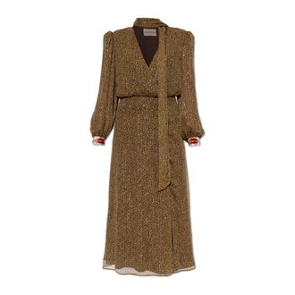 Valentino Garavani Robe &agrave; fil lurex - Femme - Robes - Brun - Taille: 38 FR