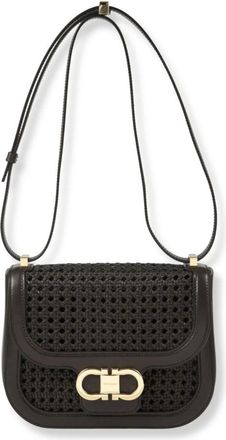 Ferragamo Femme, Sacs, Noir, Taille: ONE Size Double Gancini Sac bandouli&egrave;re Nord-Sud (Xs)