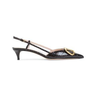Valentino Garavani Escarpins slingback VLogo Signature - Femme - Chaussures - Brun - Taille: 38 1/2 EU