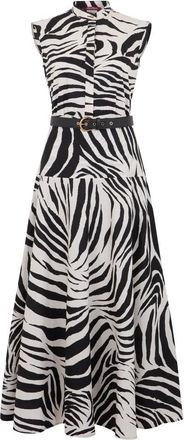 Max Mara Femme, Robes, Multicolore, Taille: 38 FR Robe Midi en Coton Imprim&eacute; Animalier