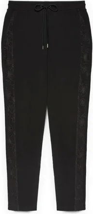 Fiorella Rubino Femme, Pantalons, Noir, Taille: 38 FR Joggers en coton avec bandes lat&eacute;rales