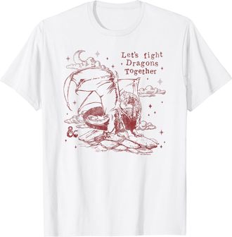 Dungeons & Dragons Lets Fight Dragons Together Sketch Style T-Shirt
