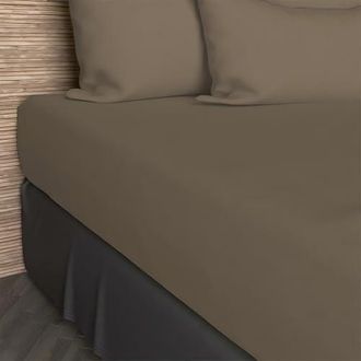Soleil d'Ocre Soleil dOcre 614829 Drap Housse Coton 57 Fils Uni Taupe 160 x 200 cm