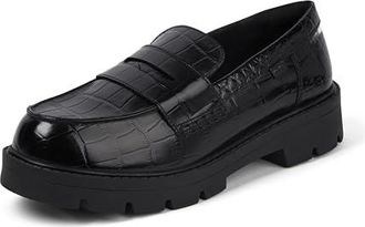 Kickers Femme Kori Loafer Croc Leather Mocassins Chaussures, Noir, 39 EU