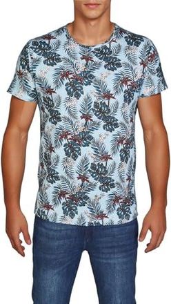 Riverso RIVBill T-shirt pour homme - Coupe droite - Col rond - Manches courtes - Motif hawa&iuml;en - Imprim&eacute; int&eacute;gral - 100 % coton - Bleu, vert, bleu marine, noi