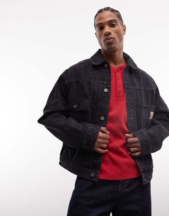 Carhartt Work in Progress Belmar - Veste en jean &agrave; motif camouflage serpent - Fonc&eacute;-noir