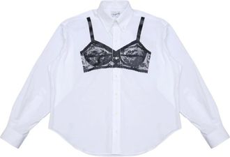 Vaquera Femme, Blouses et Chemises, Blanc, Taille: 40 FR Chemise boutonn&eacute;e &agrave; imprim&eacute; soutien-gorge