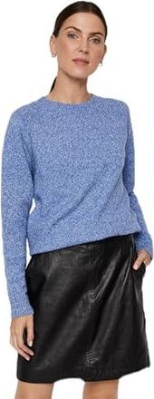 Vero Moda Vmdoffy Ls Blouse à col Rond GA Noos Ptt Pull-Over, Bleu Sodalite-Détails : mélangé, XL Petite Femme