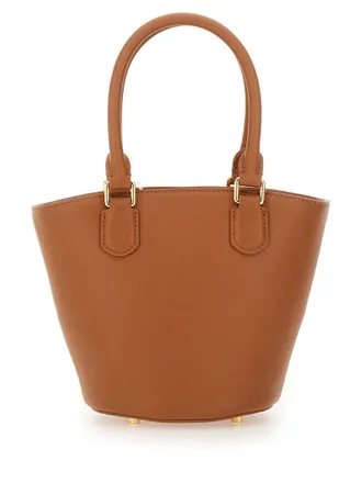 Self Portrait Leather with Charm Detail Tote Bag - Beige