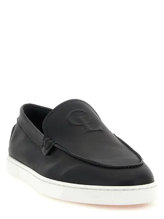 Christian Louboutin Embossed Logo Slip-On Loafer - Black