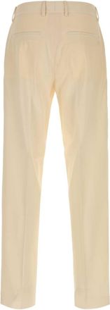Fendi Mens Cream Gabardine Pant Naturale Exterior: Virgin Wool Pantaloni Trousers