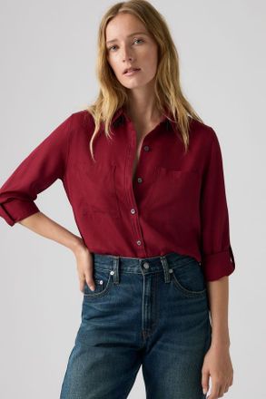 Levi's Aspen Utility Long Sleeve Shirt - Femme - Rouge / Warm Cabernet Twill - L