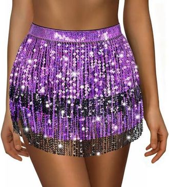 Generic Jupe unie en mousseline de soie pour femme - Jupe de danse bulle - Jupe courte - Jaune, Violet fonc&eacute;., taille unique